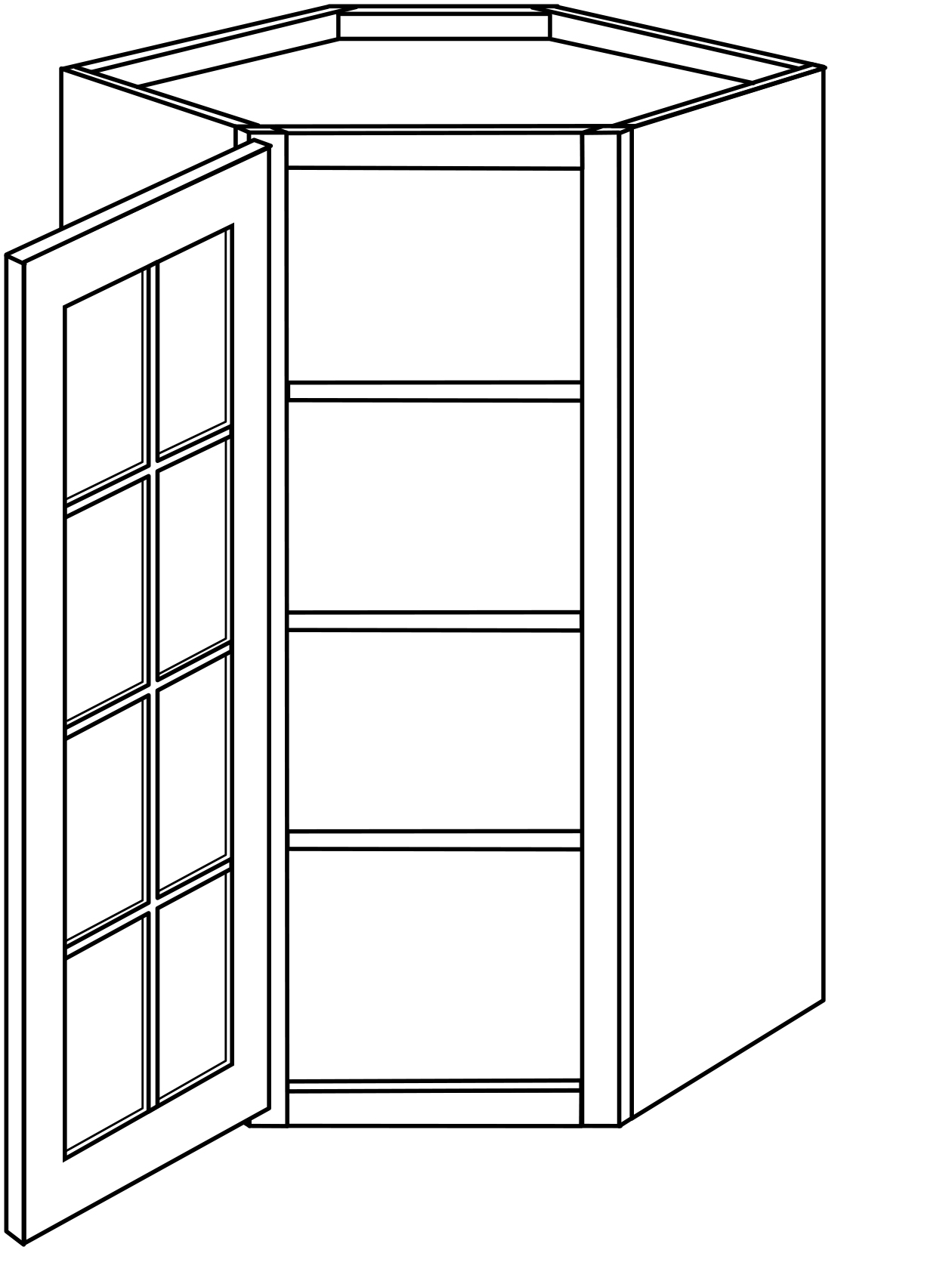 Single Door Diagonal Wall Cabinet w/ Glass Door 24" W x 42" H - JSI ...