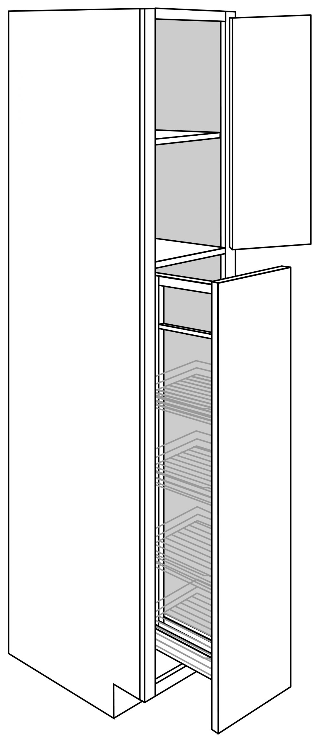 Double-Door Pantry Cabinet w/ Pullout 18"W x 90" H - JSI Cabinets