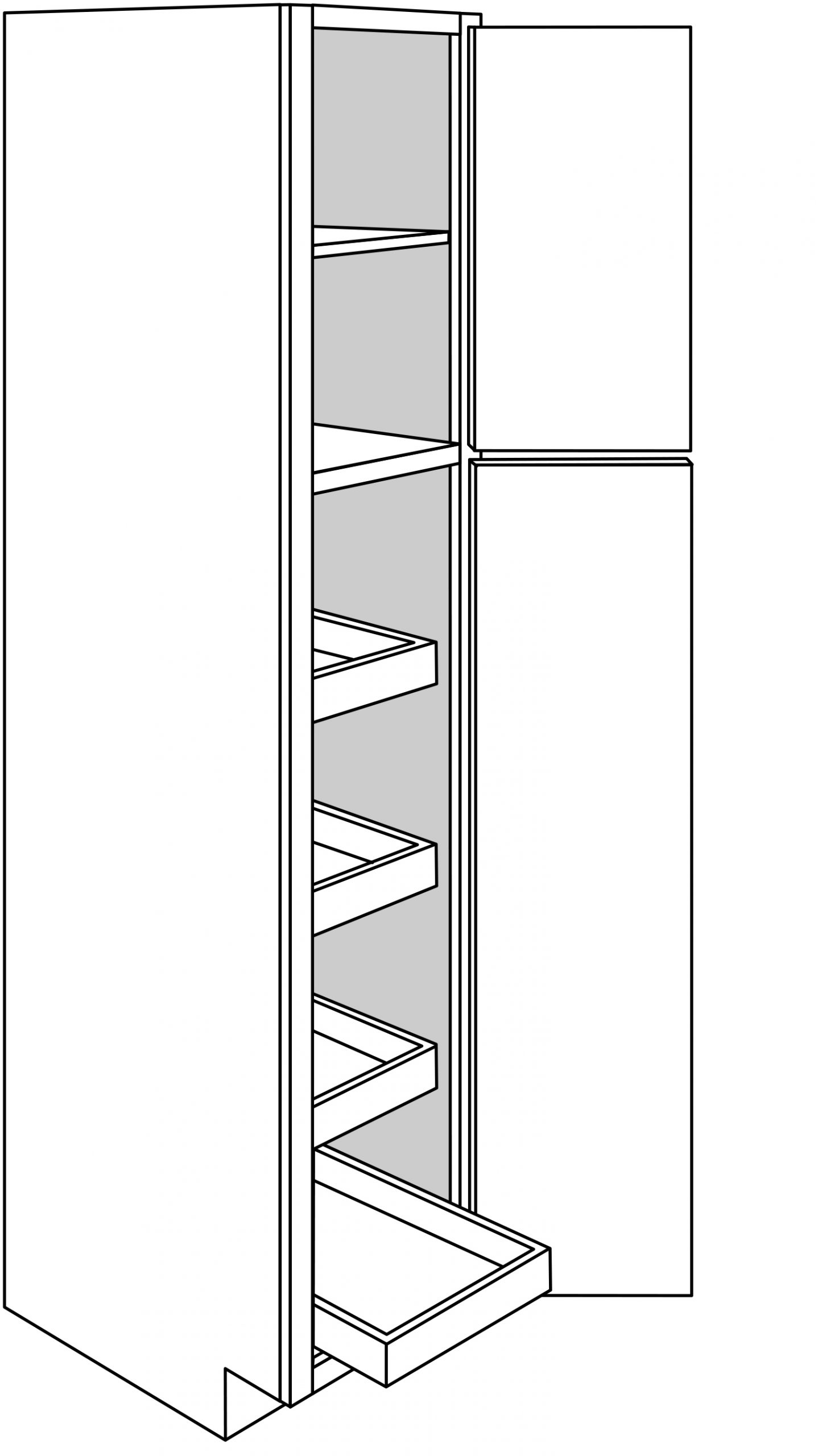 Double-Door Pantry Cabinet w/ 4 Soft-Close Rollout Trays 18" W x 84" H ...