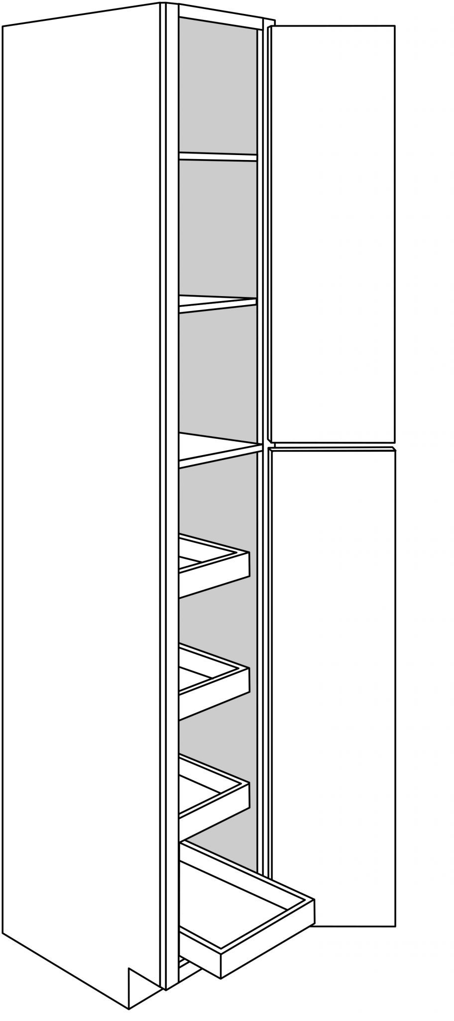 Double-Door Pantry Cabinet w/ 4 Soft-Close Rollout Trays 18" W x 96" H ...