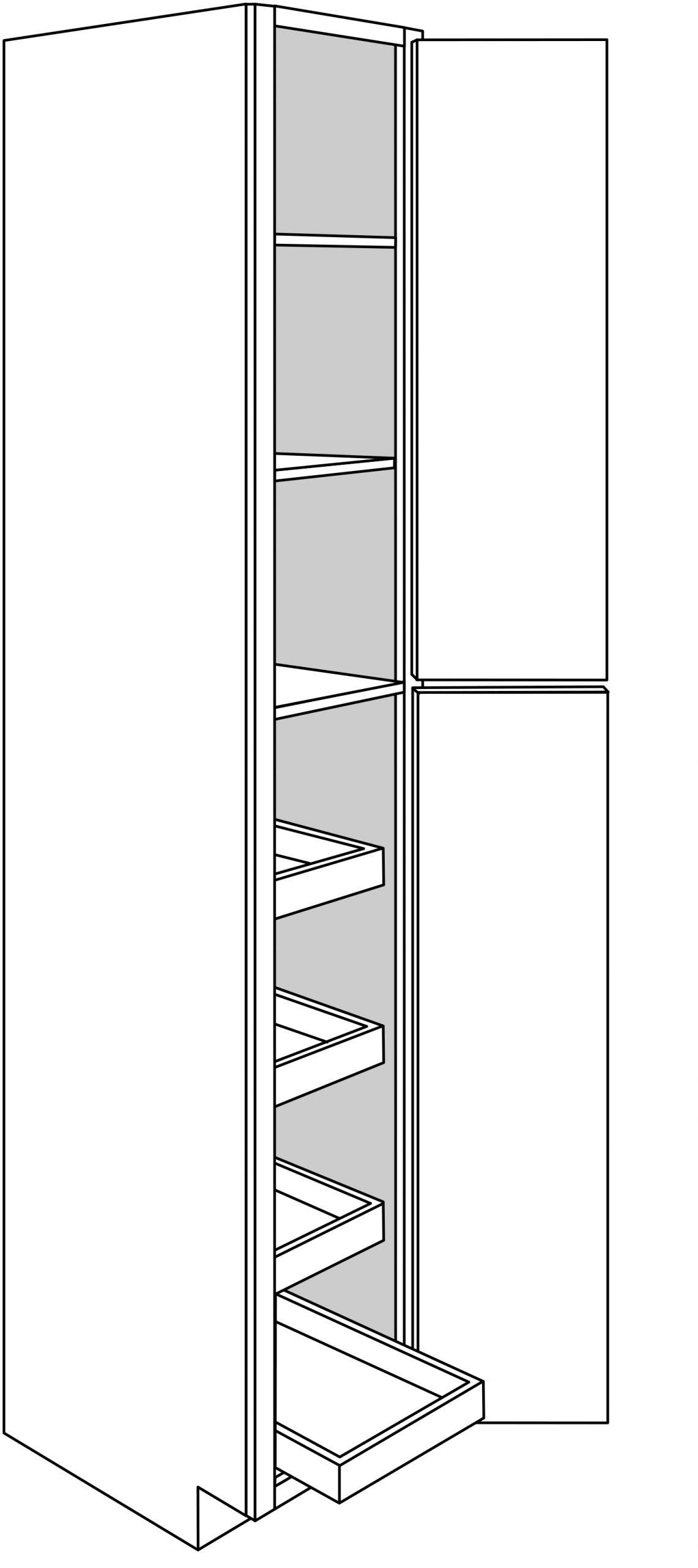 Double-Door Pantry Cabinet w/ 4 Soft-Close Rollout Trays 18" W x 96" H ...